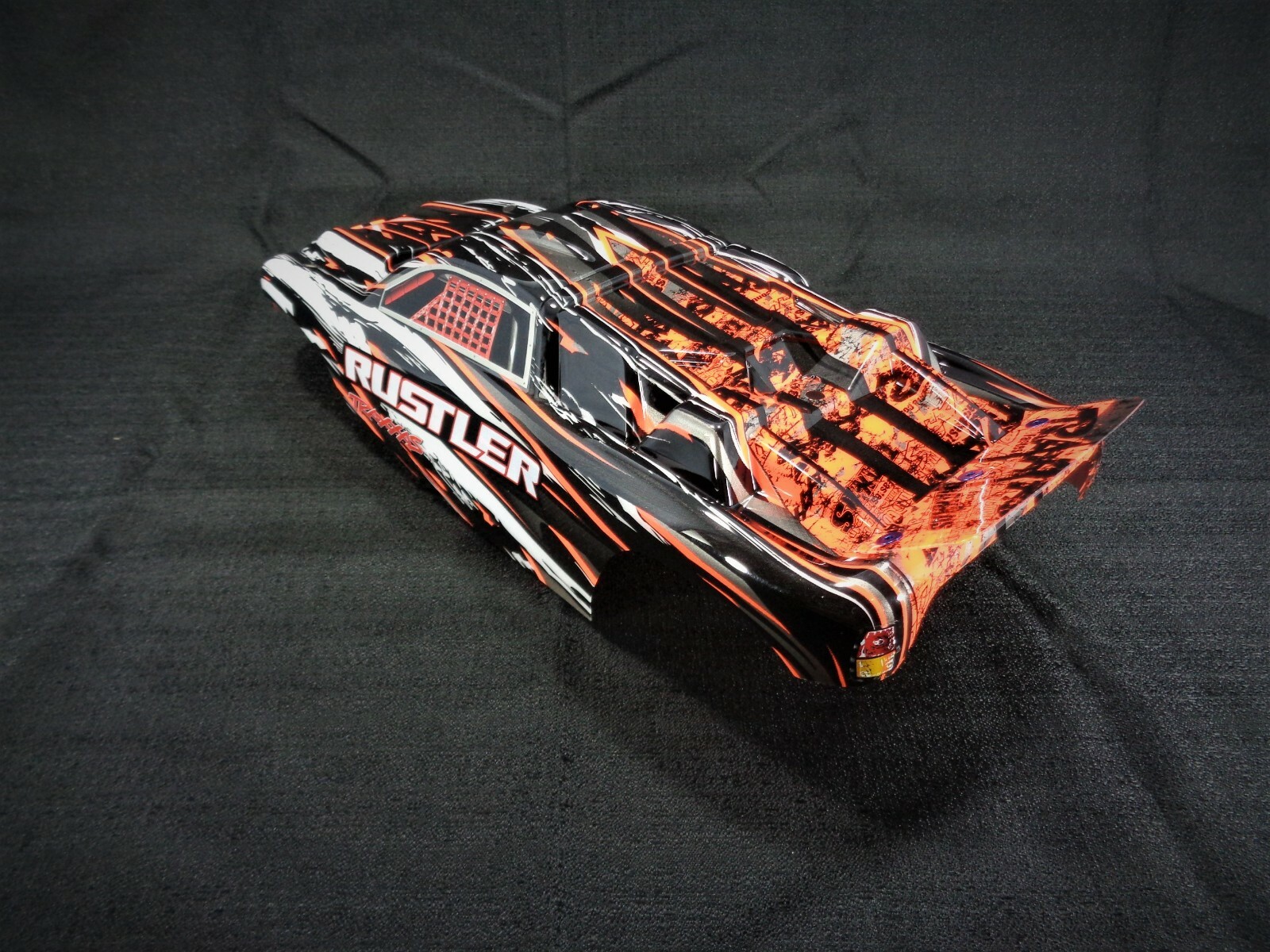 New Traxxas Rustler Painted Orange Black White Body Shell Lid and Decal ...
