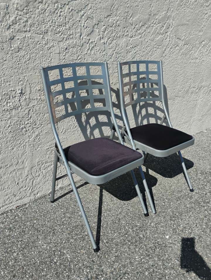 Mid Century Modern Samsonite Silver Folding Metal Chairs Rare | eBay