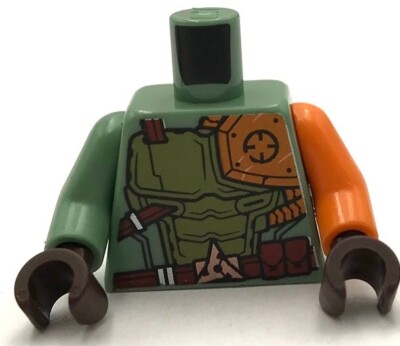 Lego New Minifig Torso Ninjago Olive Green Orange Body Armor Belt 3 ...