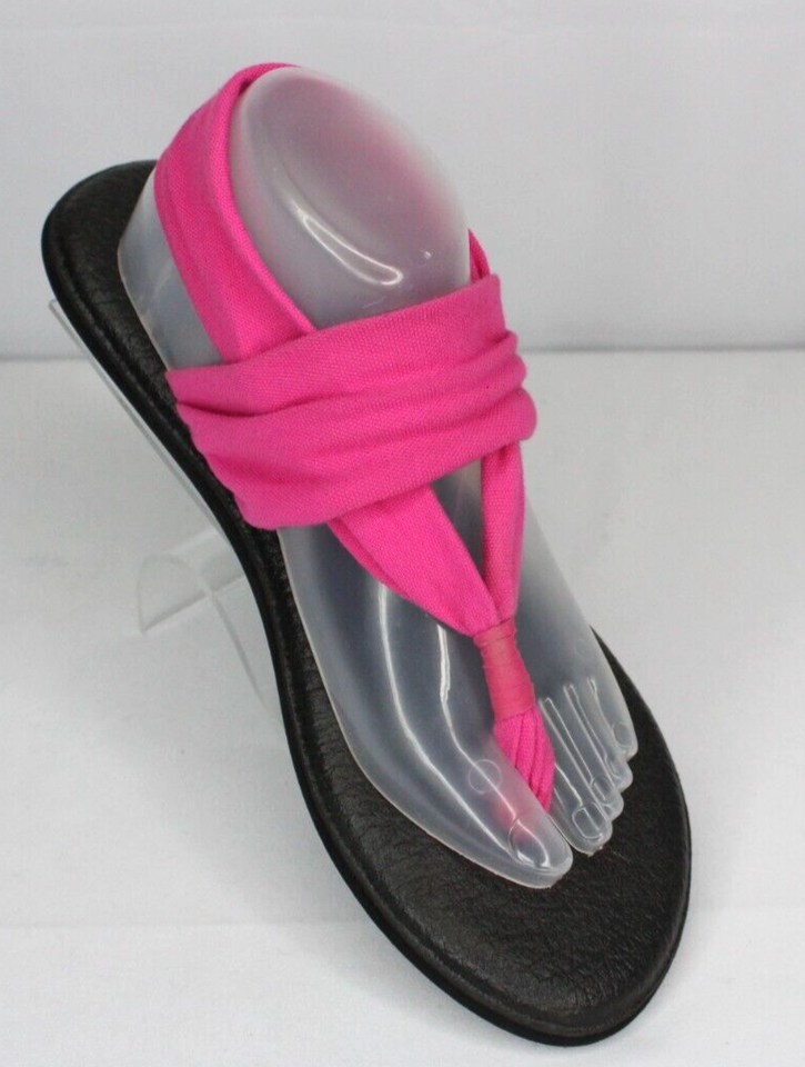 Sanuk Yoga Sling Sandals Women's 10 Pink Fabric Straps Thong Slingback ...