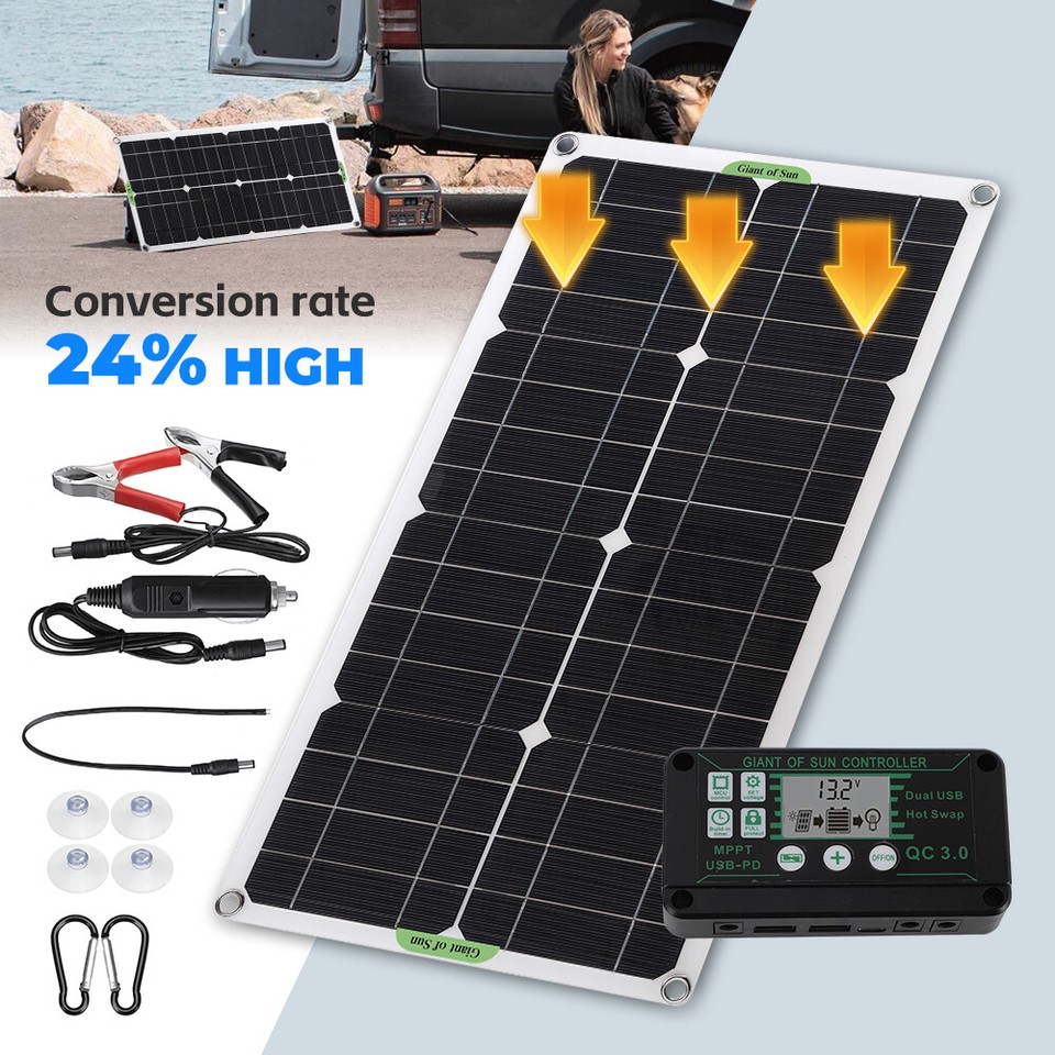 100W Watt Flexible Solar Panel 12V Mono RV Rooftop Off-Grid Power ...