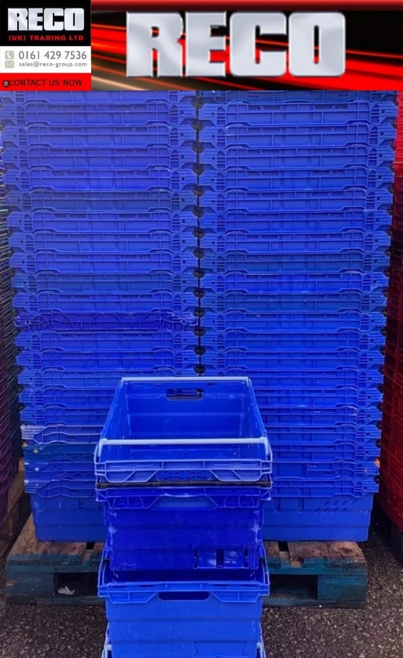 10 x USED DEEP 60-40-25cm BALE ARM CRATE/ STACKING BOX / TRAY , STORAGE ...