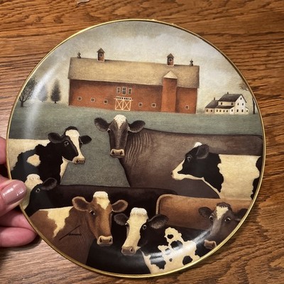 The porcelain gallery Plate H63H5 Cows Barn | eBay