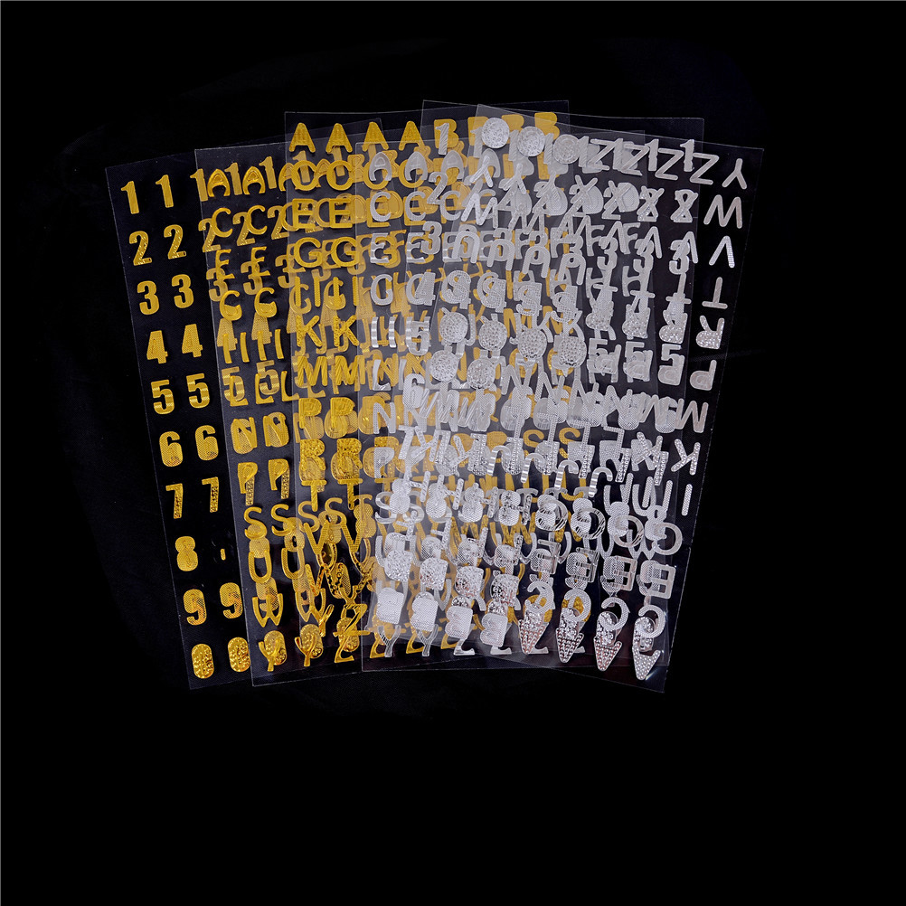 3 sheet 21.5*10cm Silver/Gold DIY Scrapbook Digital Letter Number ...