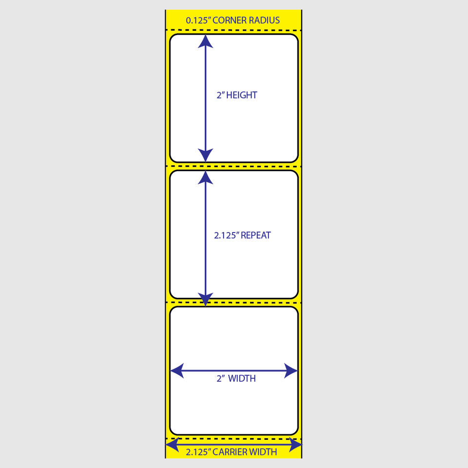 12 Thermal Label Rolls, 1" core,perf,2"/2.75"/3"/3.5"(wide) x 2"(high ...