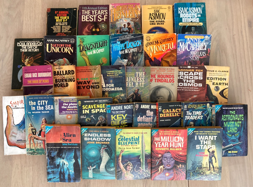 LOT 33 VINTAGE SCI FI PAPERBACKS ACE DOUBLES ASIMOV ANDRE NORTON ...