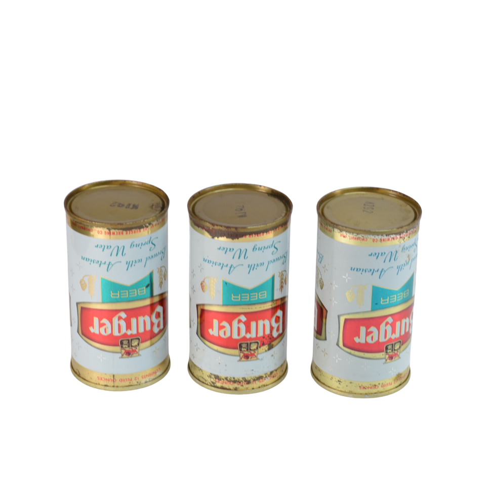 3 Burger Vintage Beer Cans Pull Tab Straight Steel Wide Seam Empty 35-4 ...