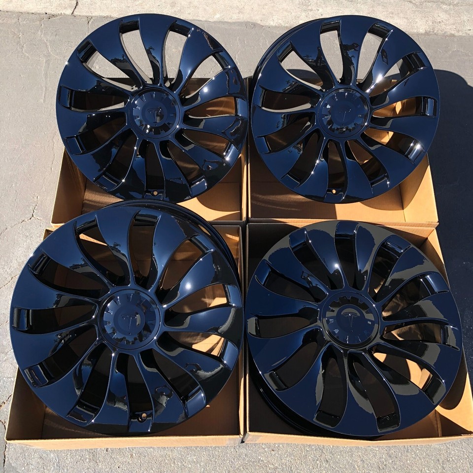 21" OEM FACTORY ORIGINAL RIMS TESLA MODEL Y UBERTURBINE GLOSS BLACK ...