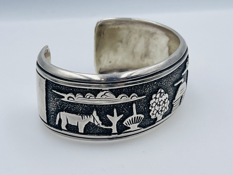 Thomas Singer Navajo Sterling Silver Storyteller Cuff Bracelet | eBay