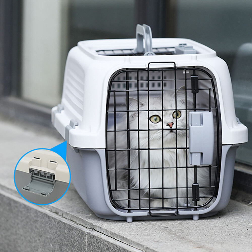 Large Cat Carrier Box Puppy Portable Pet Cage Vet Safty Door Travel ...