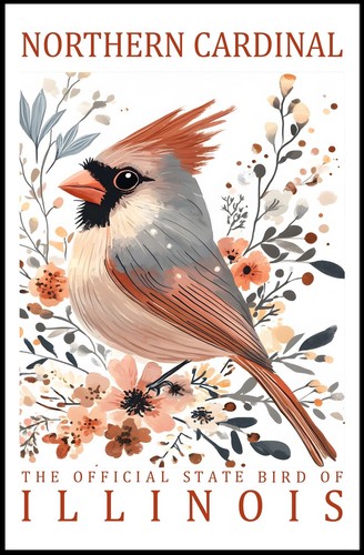 Northern Cardinal Nature Art Poster with Watercolor Effect | eBay