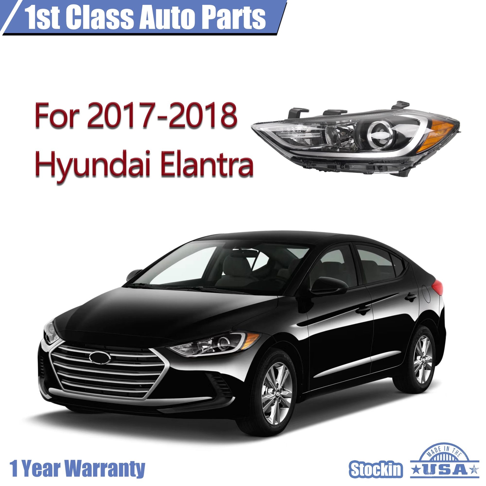 Headlight Assembly Left For 2017-18 Hyundai Elantra Sedan HY2503206 ...