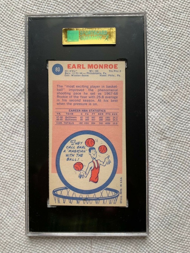 Earl Monroe, 1969-1970 Topps Rookie Card #80, SGC 5 EX | eBay