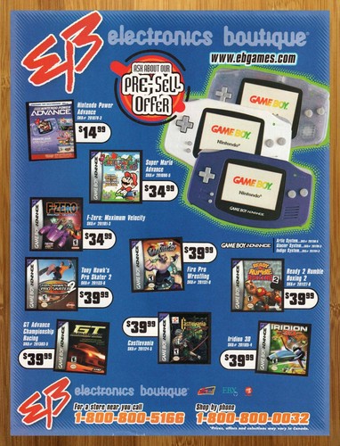 2001 GBA Game Boy Advance Console/System Print Ad/Poster Official F ...
