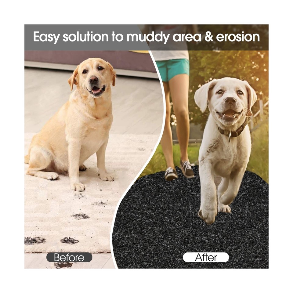 Harmiden Recycled Rubber Mulch Mat Roll Black Permanent Mulch Walkway ...