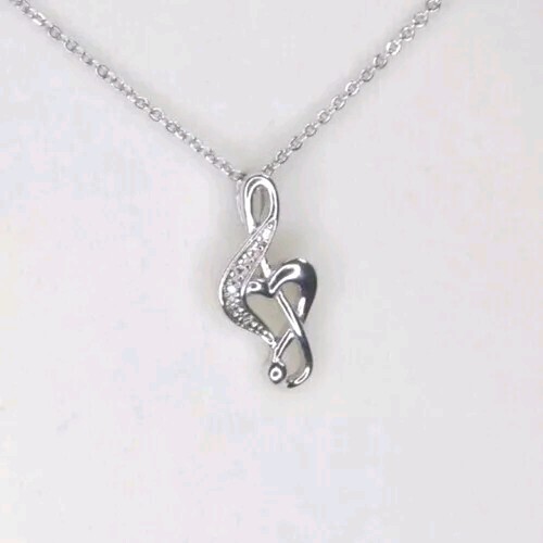 925 sterling silver treble clef/heart note with diam… - Gem