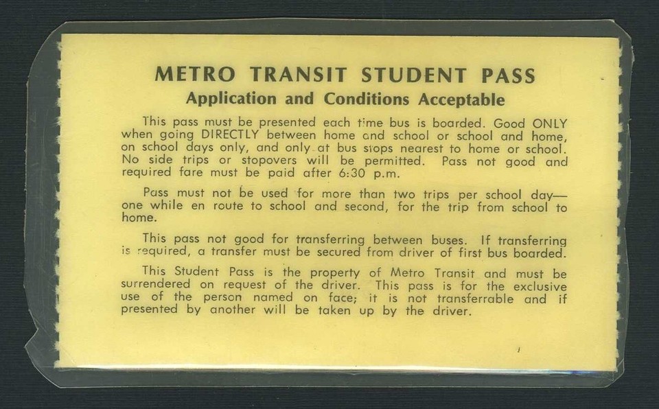 1979 Queen Anne High School Seattle Washington Metro Transit Student ...