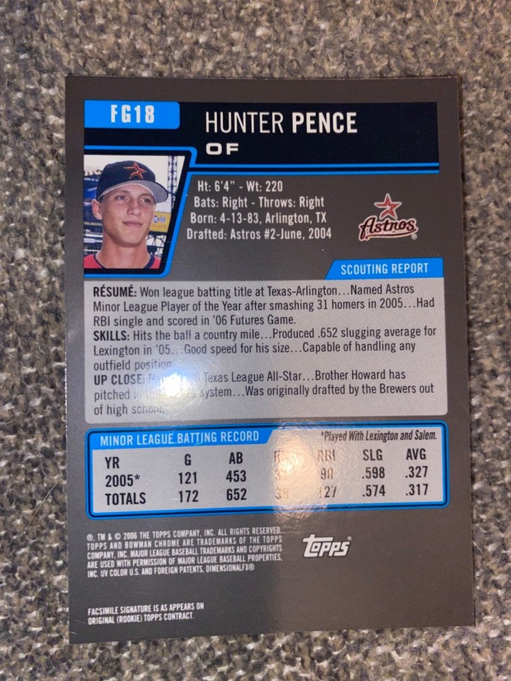 2006 Bowman Chrome Astros Hunter Pence #FG18 Rookie Baseball Card | eBay