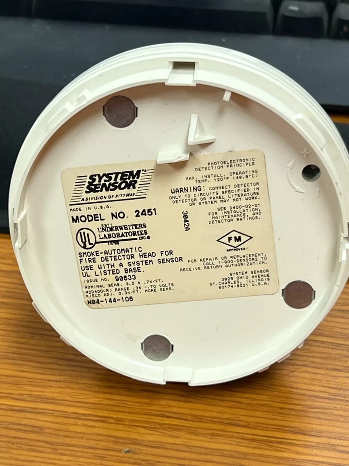 SYSTEM SENSOR SMOKE DETECTOR PLUG IN PHOTOELECTRONIC FIRE DETECTOR HEAD ...