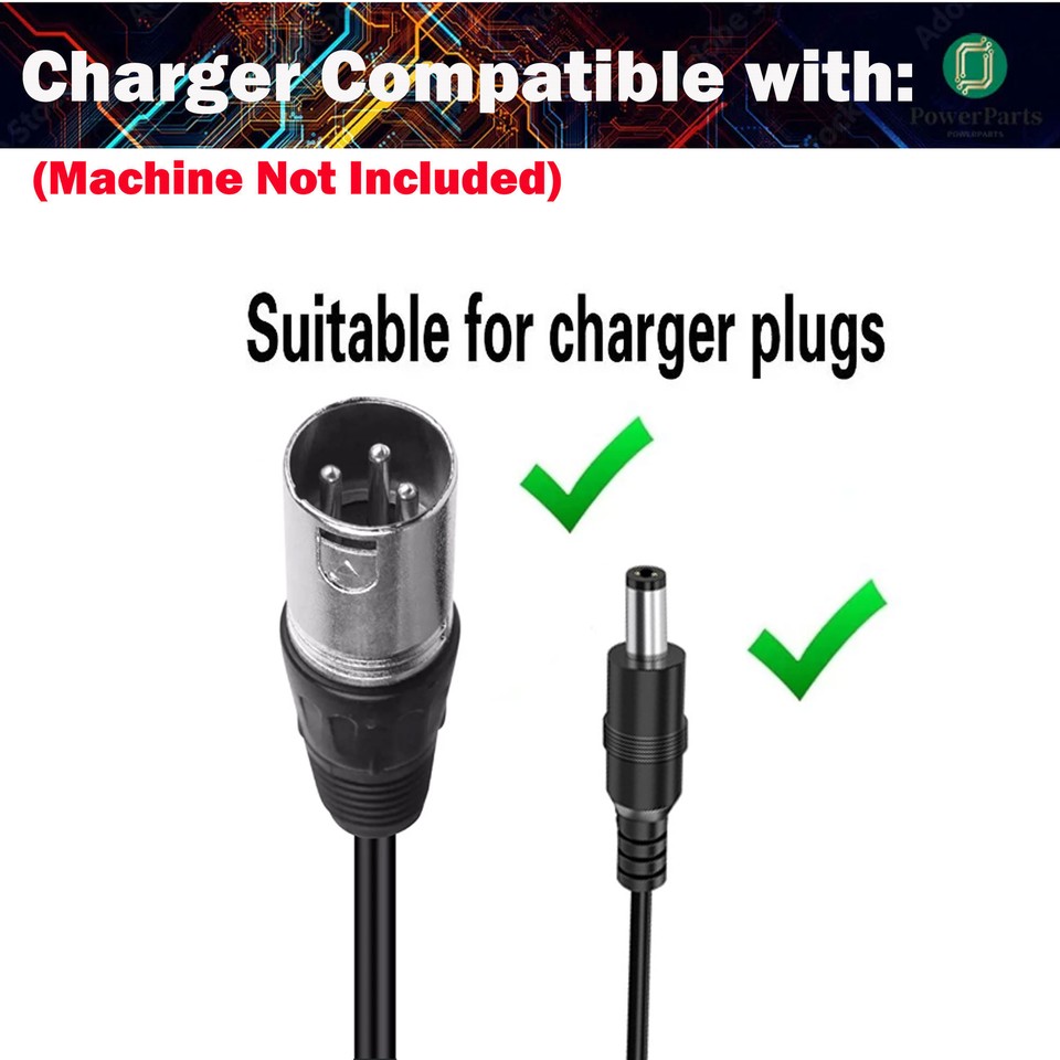 42V Charger For Zinger Power Wheelchairs 36V HP1202L3(2A) XLR 3-PIN ...