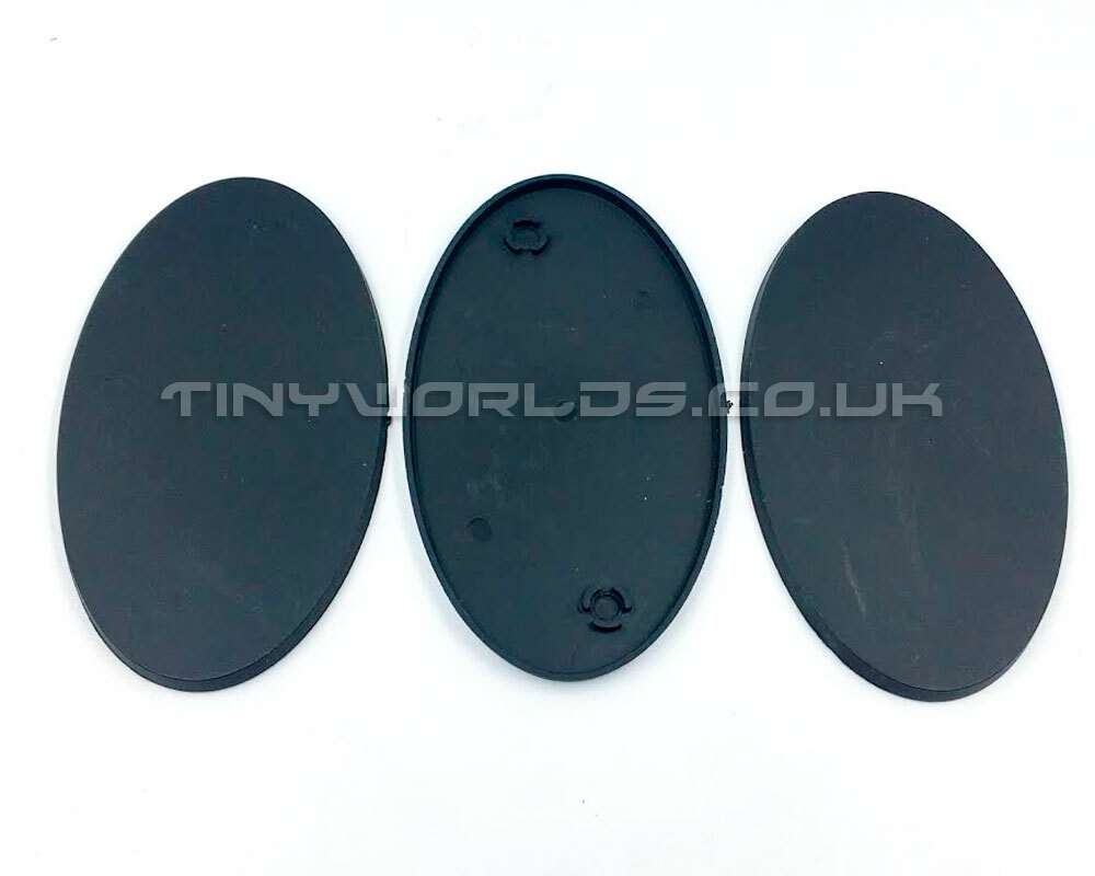3 x 90mm Oval Black Plastic Bases - Wargaming Miniature Base Round ...