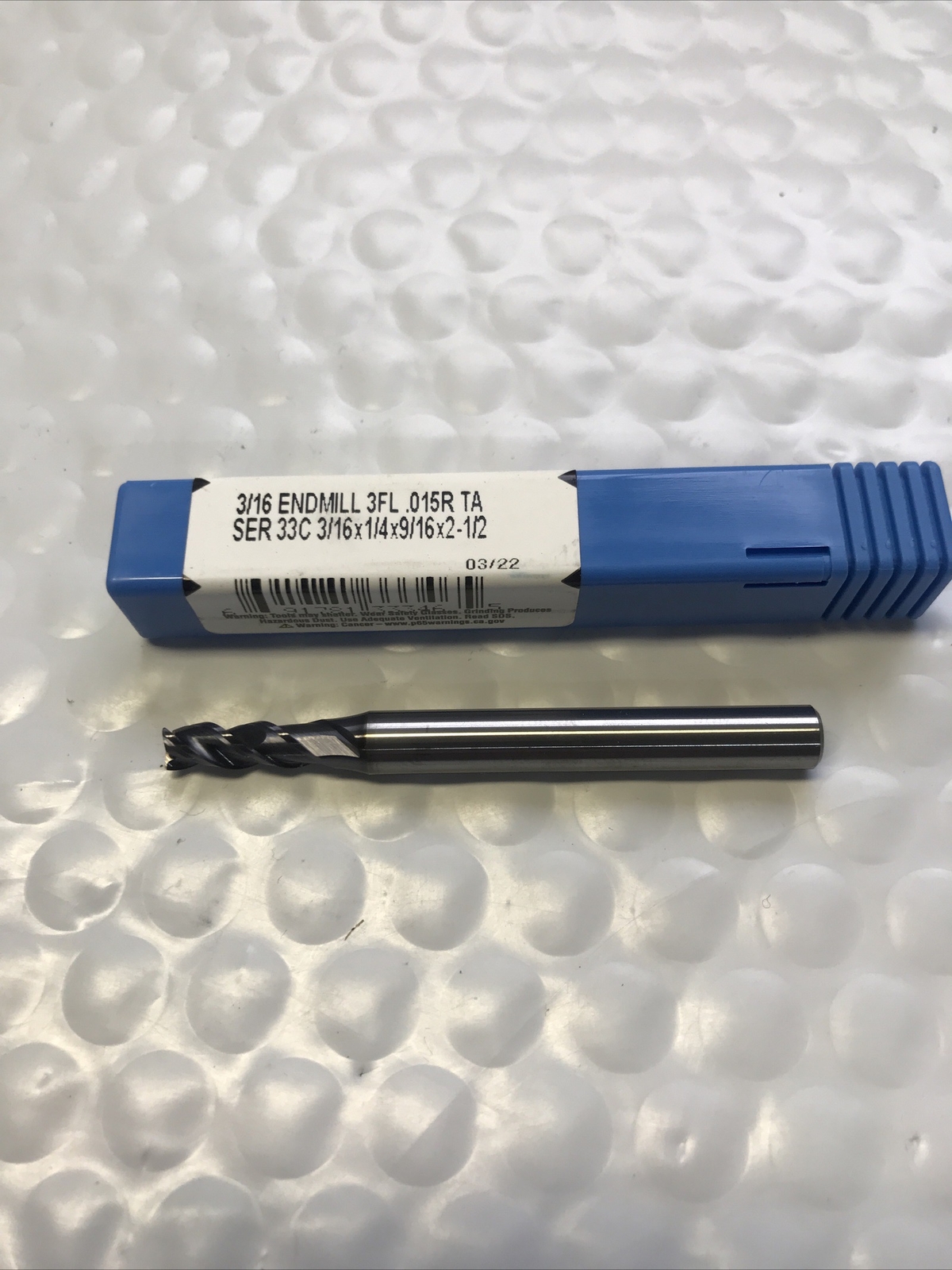 NEW! SGS SOLID CARBIDE 3/16” ENDMILL 4 Flute .015 RAD 3/16” X 1/4” X 9/ ...