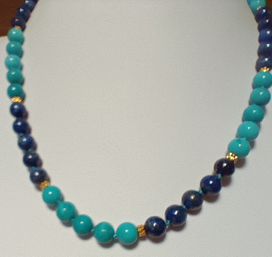 12mm Lapis Lazuli/Blue Turquoise Necklace 18inch Absolutely stunning ...