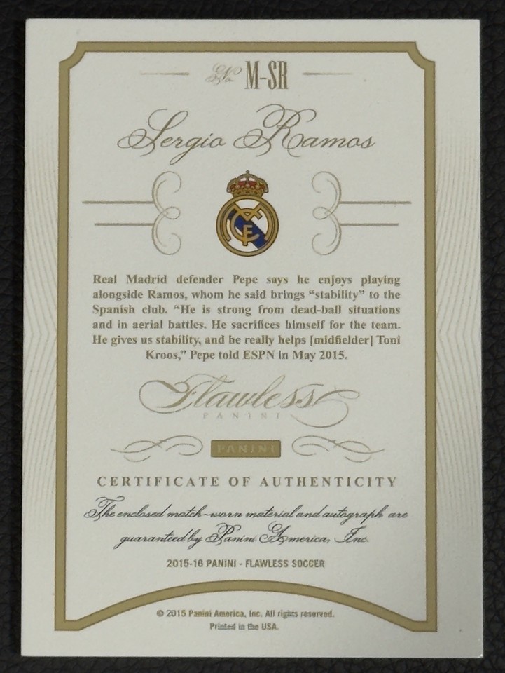 2015-16 Panini Flawless Sergio Ramos Autograph Patch /25 | eBay