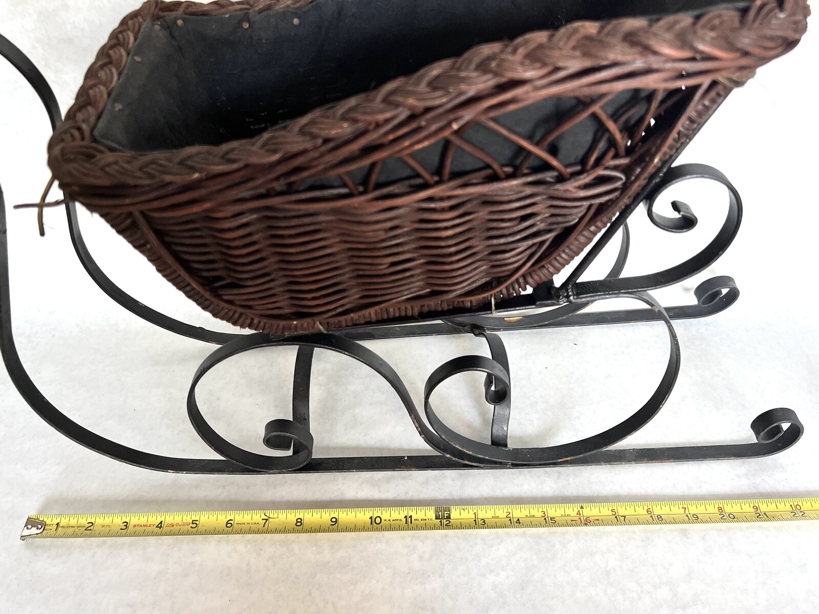 Vintage LRG Sleigh, Iron & Wicker, Holiday Decor or Doll Sleigh ...