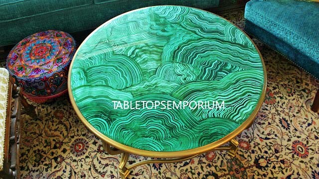 Malachite Table Top Gemstone Table Top, Furniture, Malachite Dinning ...