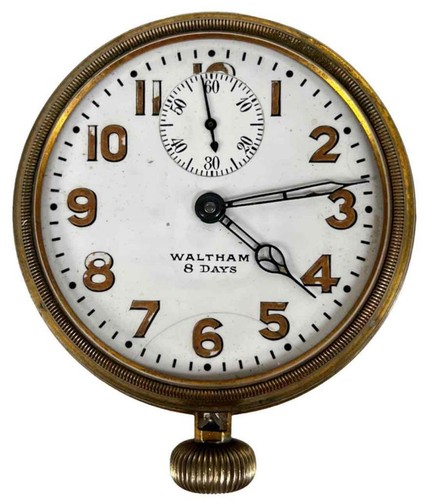 Antique 1910 Waltham 8 Day 7j Automobile Car Clock Watch Sub Second ...