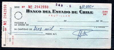 CHILE, CHEQUE BANCO DEL ESTADO DE CHILE, FRUTILLAR (-548-) | eBay