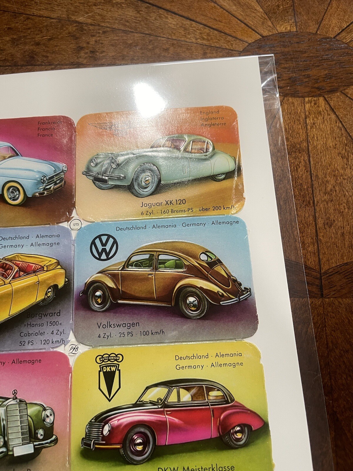 German cars cards PZB 1950’s vintage uncut sheet VW OPEL MERCEDES ...