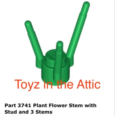 Lego 1x 3741 Green Plant Flower Stem with Stud and 3 Stems 1980’s | eBay