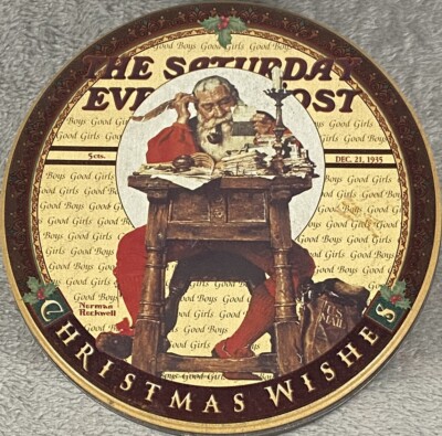 Noman Rockwell Santa Tin Saturday Evening Post Collection Round Tin ...
