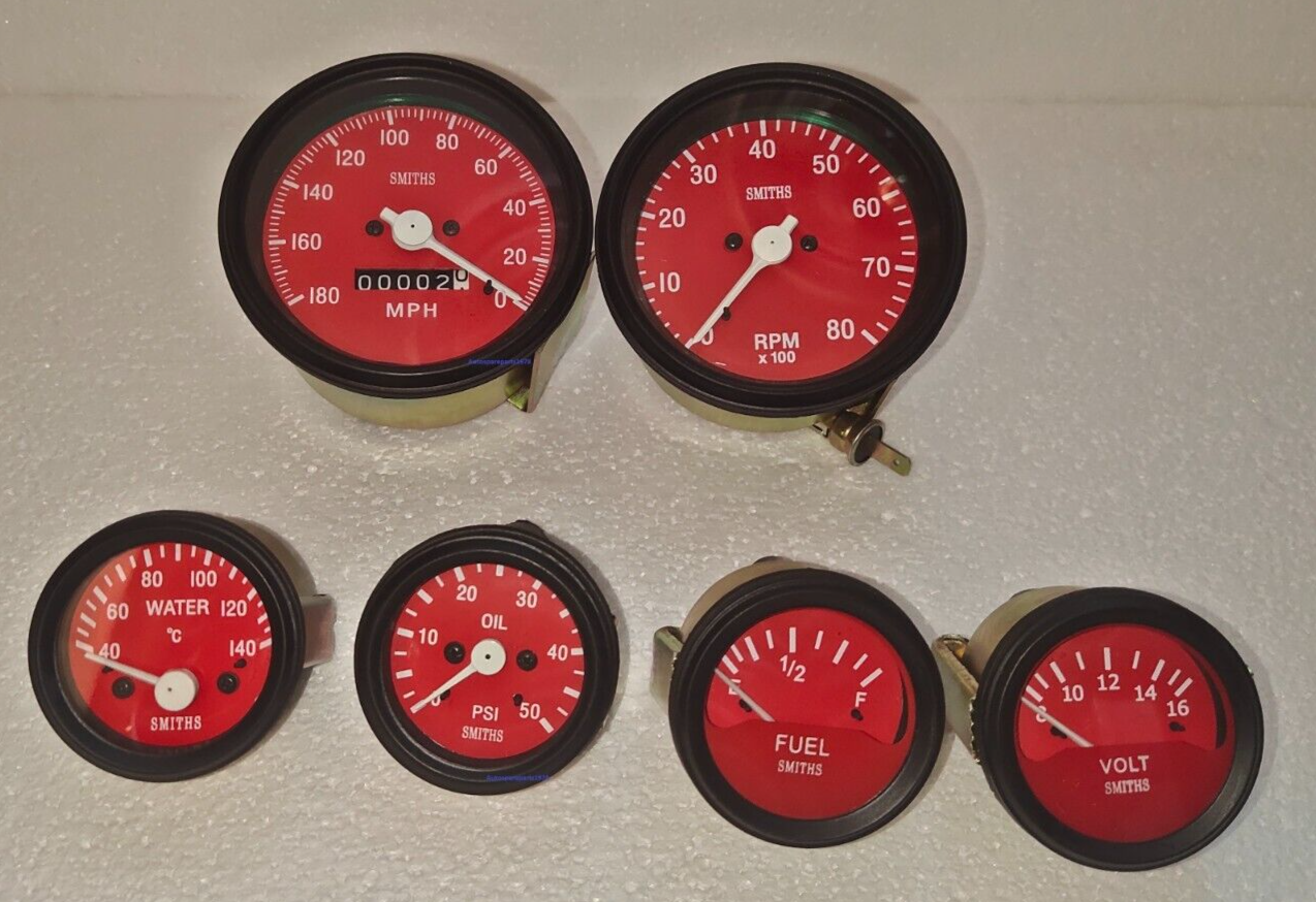 Smiths kit -Elec Temp Oil Fuel Volt Gauge 180-0 MPH Speedo 0-80 RPM ...