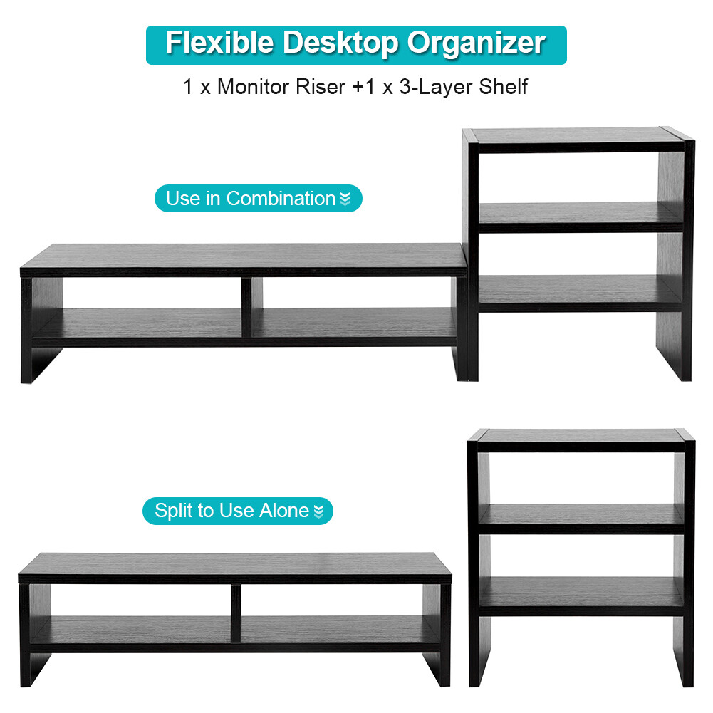 Computer Monitor Riser Desk Table Stand 3 Layer Shelf Desktop Laptop ...