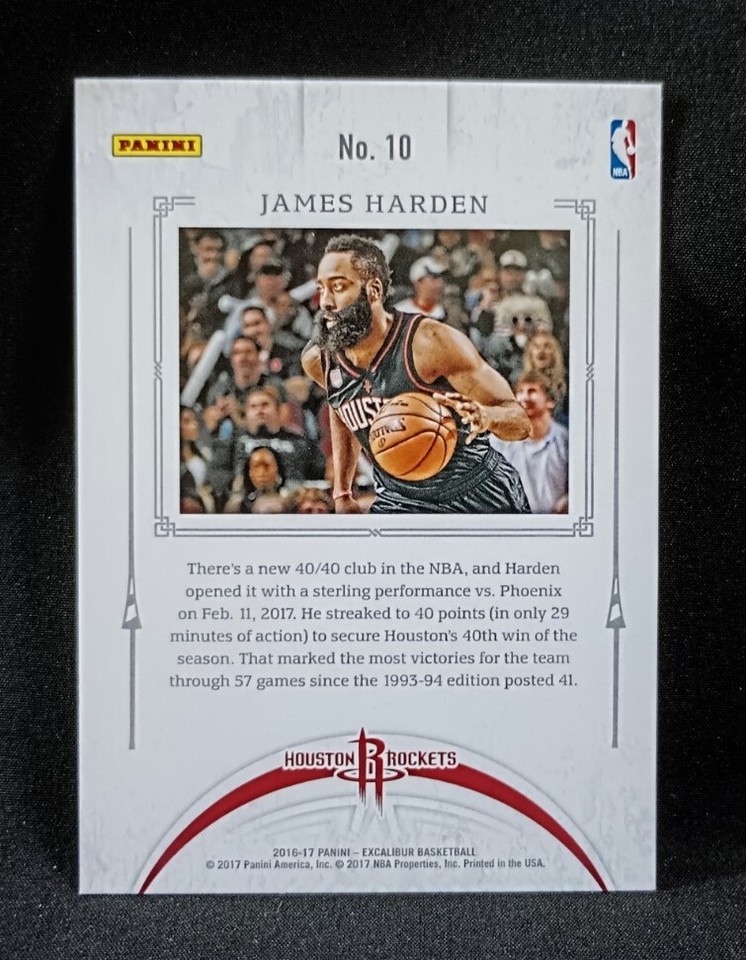 2016-17 Panini Excalibur Jousting James Harden #10 Houston Rockets | eBay