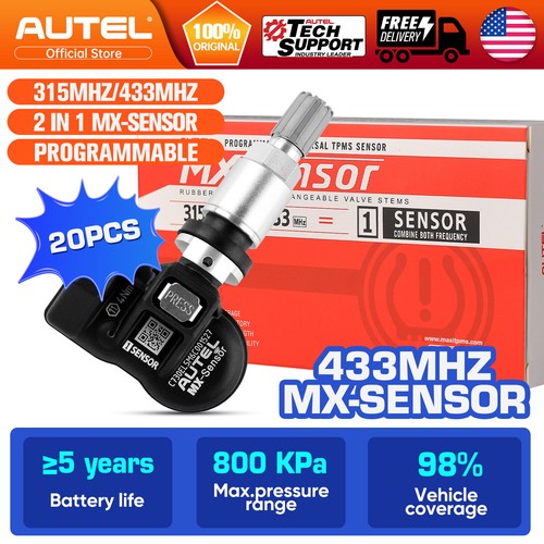 20* Autel MX-Sensor 315Mhz 433Mhz Sensors Pr~grammable TPMS Sensor Tire ...