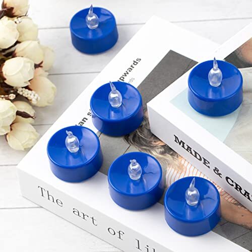 24 PCS Real Flickering Flame Tea Lights(LED Light Source), Battery Blue ...