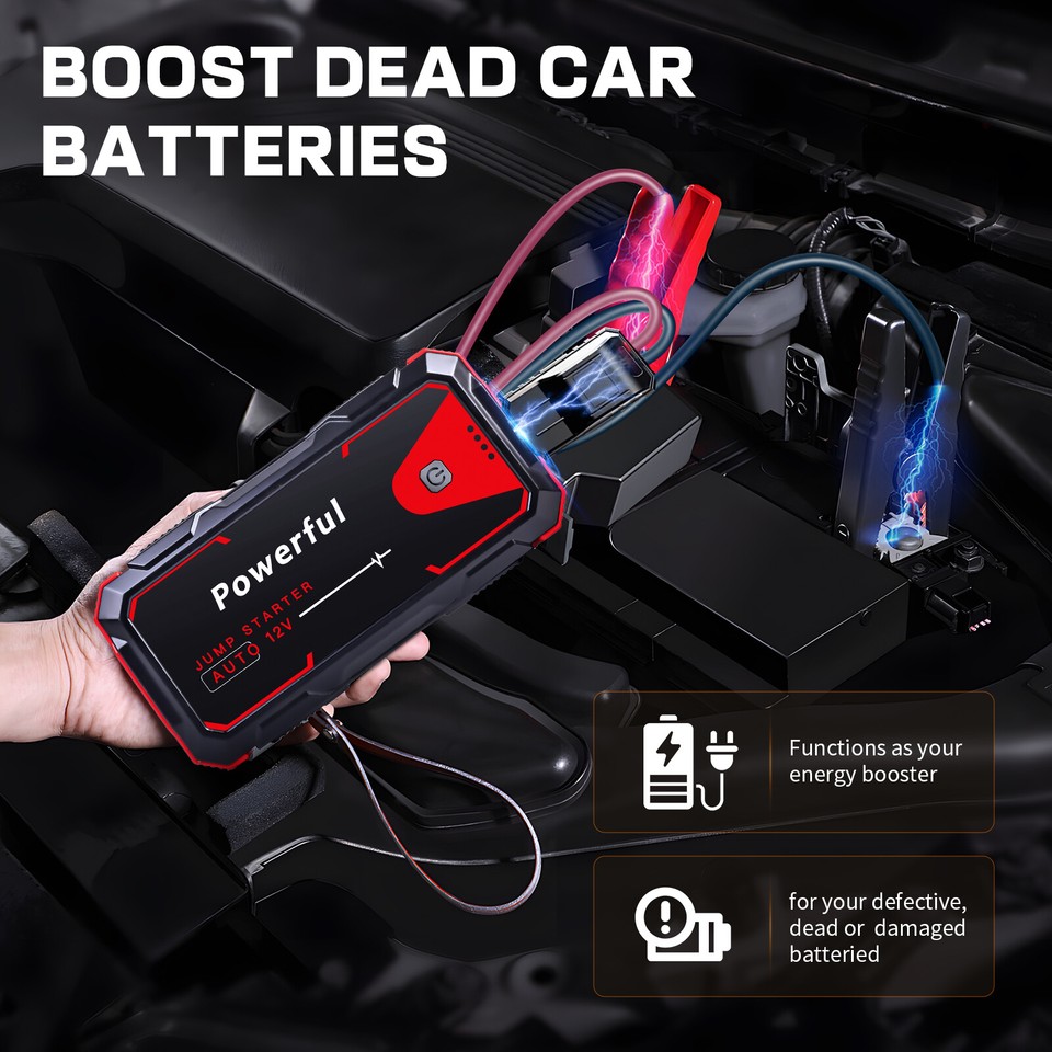 Car Jump Starter 6000A Peak 12V Battery Jumper Pack Portable Battery ...