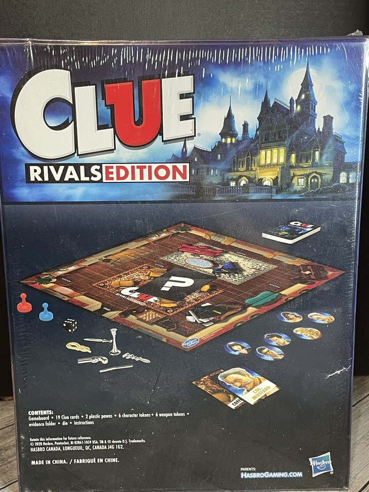 Clue Board Game Rivals Edition Board Game 2 Player Hasbro Gaming Sealed ...