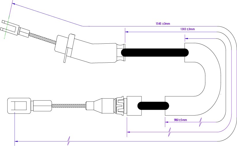 Handbrake Cable Rear Left or Right CAB1285 Apec Hand Brake Parking ...