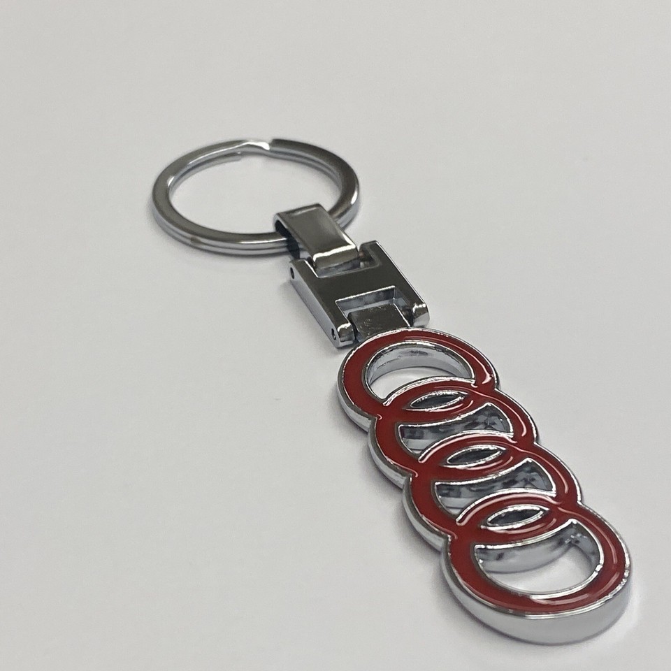 Audi Logo Emblem 3D Logo Metal Key Chain Keyring Red Chrome | eBay