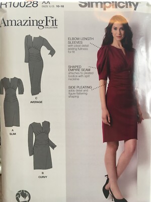 Simplicity Amazing Fit knit dress sewing pattern size 10-18 length ...
