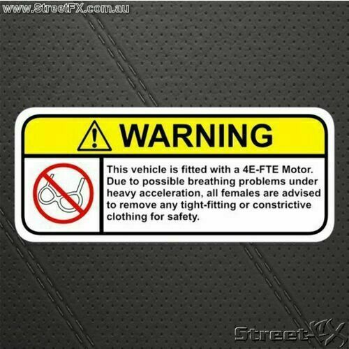 4EFTE Visor Warning Sticker Decal Funny Motor Engine for Toyota Corolla ...