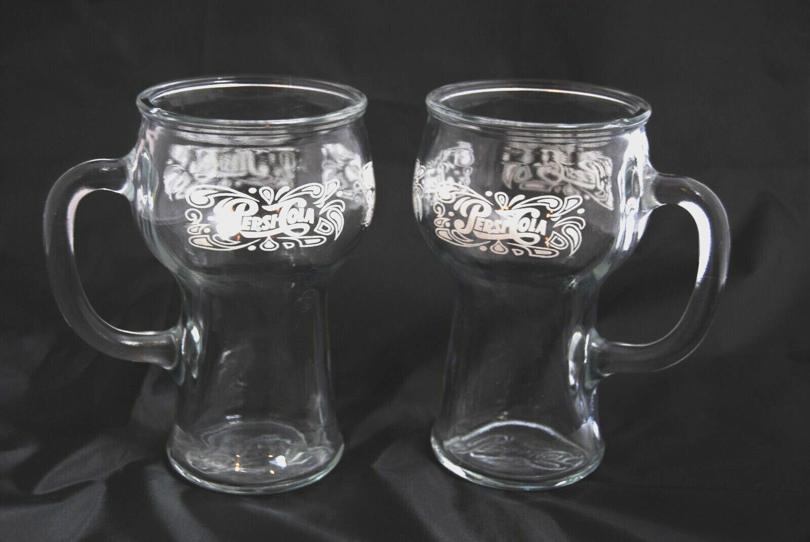 Set of 2 VTG 70s Pepsi Cola 16 oz Clear Glass Soda Fountain Root Beer ...