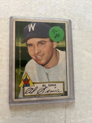 1952 Al Sima Washington Senators Topps Baseball Card #93 | eBay