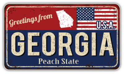 Georgia USA State Grunge Retro Flag Emblem Car Bumper Sticker Decal ...
