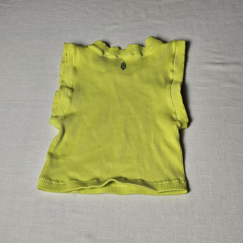 Free People FP Movement neon margarita green ribbed muscle tank top ...